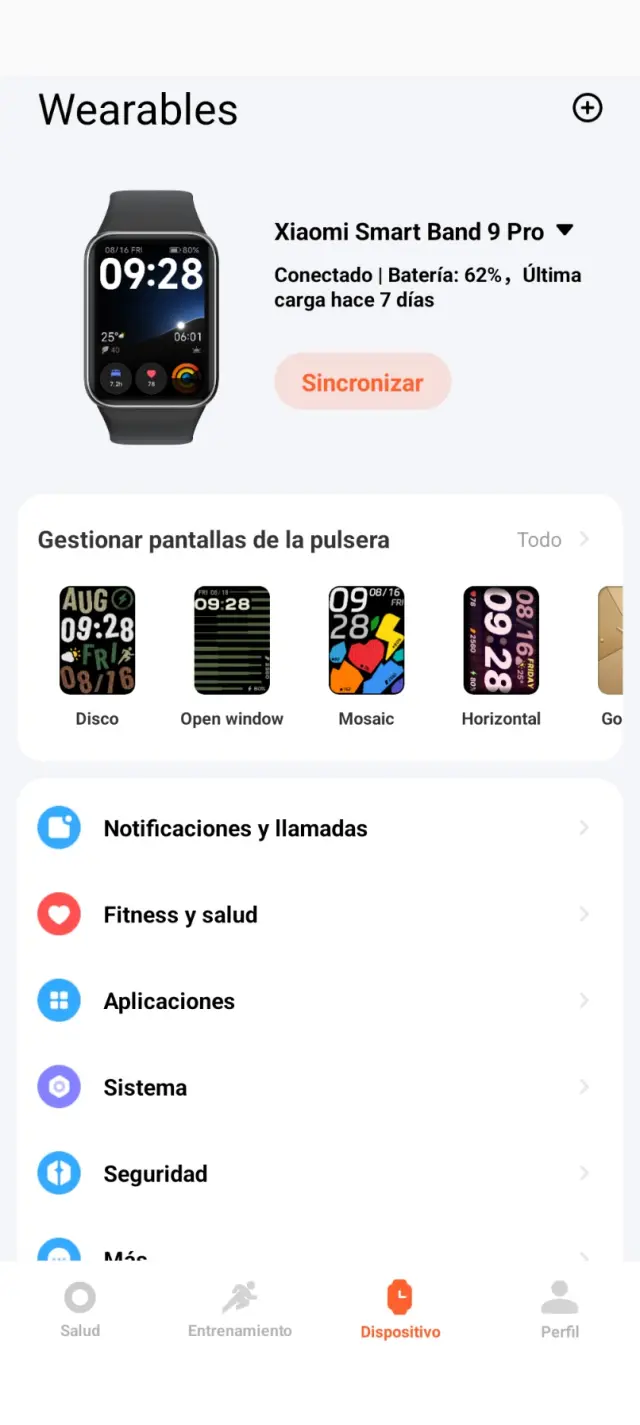Xiaomi Smart Band 9 Pro con la app Mi Fitness